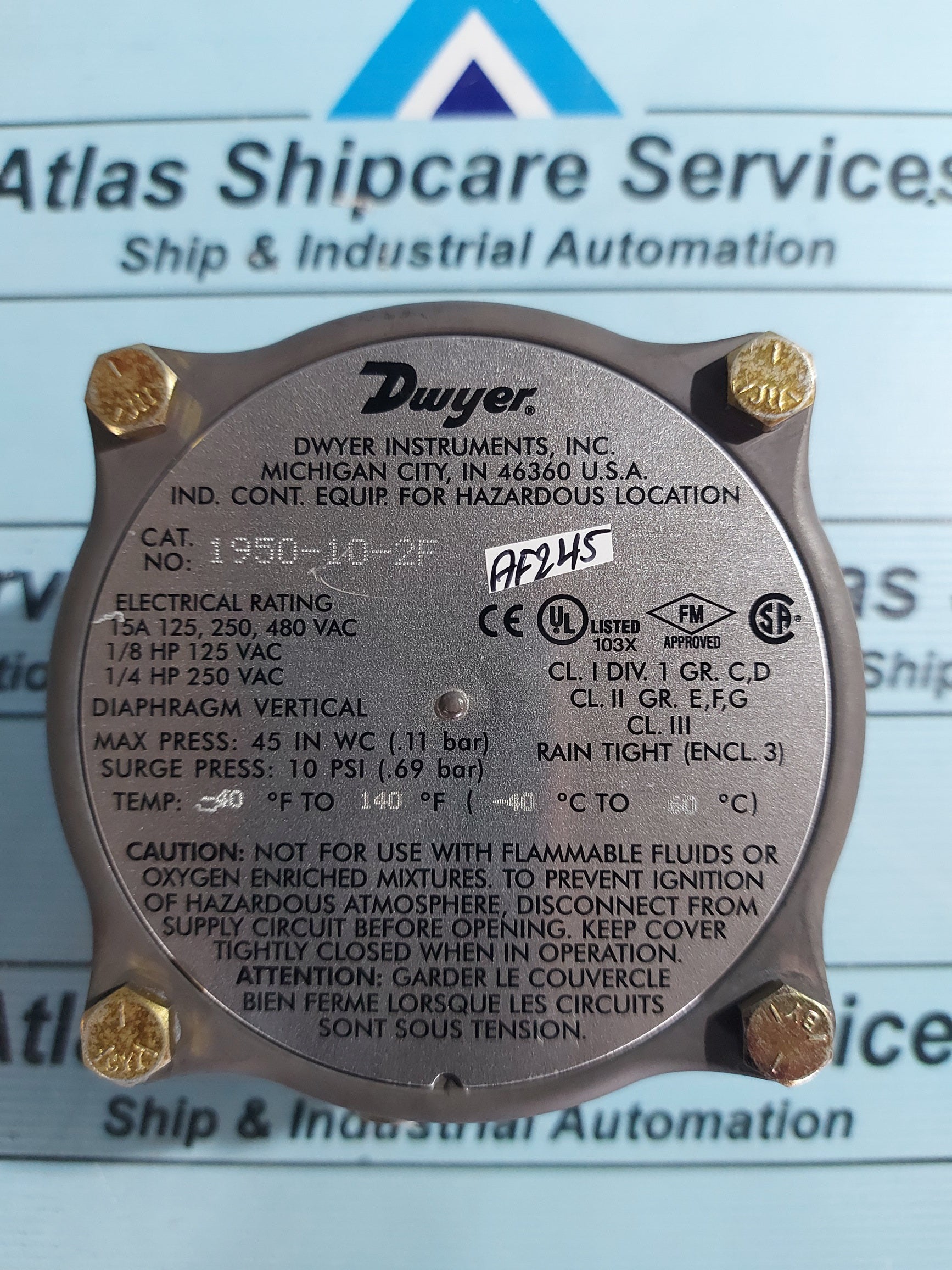 DWYER 1950-102F EXPLOSION-PROOF DIFFERENTIAL PRESSURE SWITCH – Atlas Shipcare Services