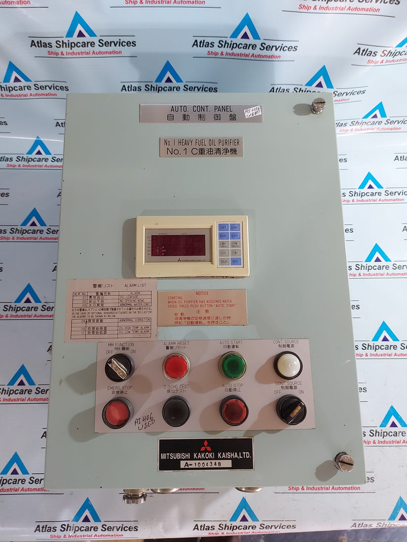 MITSUBISHI KAKOKI KAISHA A-1004348 HEAVY FUEL OIL PURIFIER AUTO CONT P ...