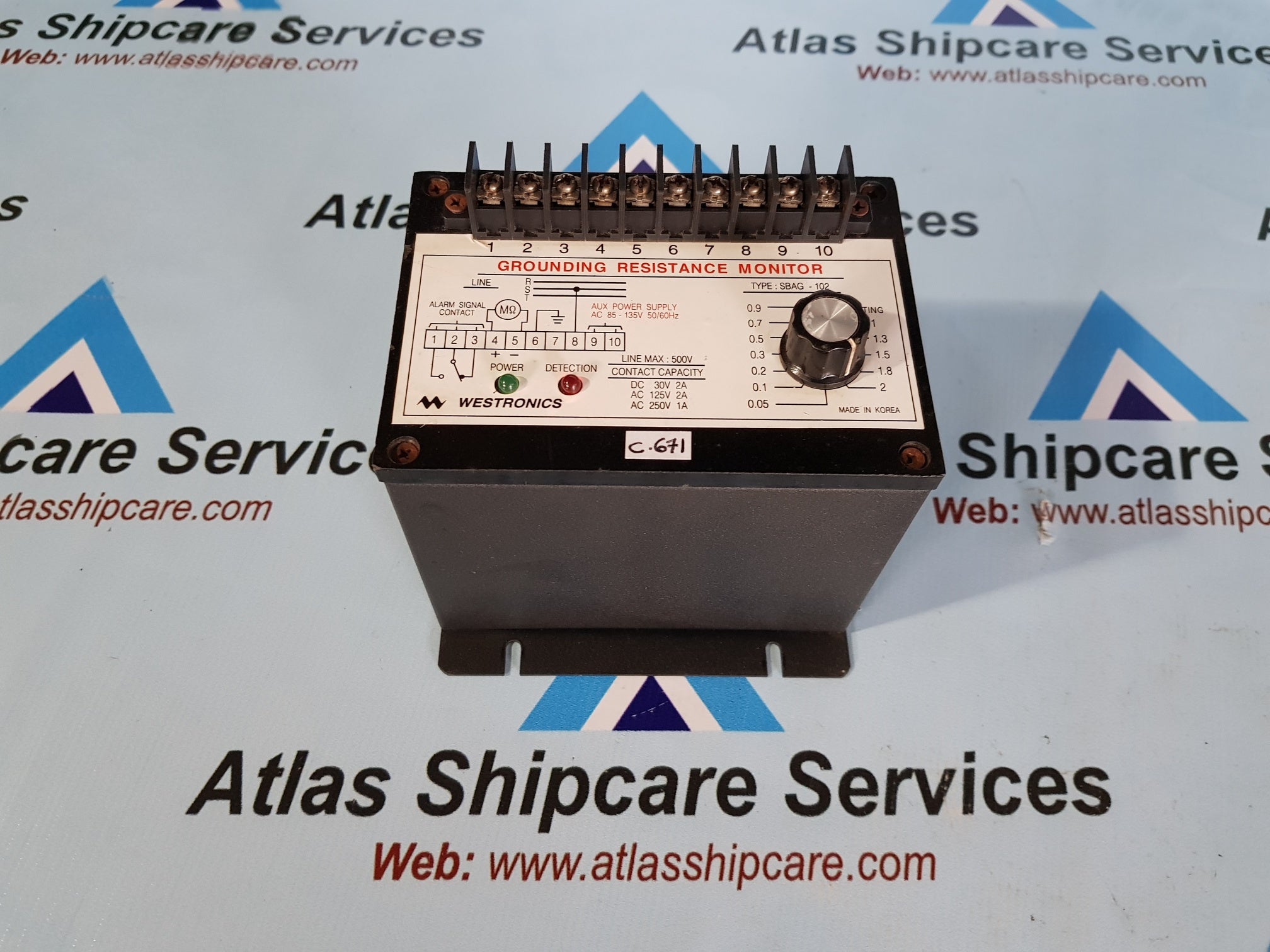 WESTRONICS SBAG-102 GROUNDING RESISTANCE MONITER – Atlas Shipcare Services