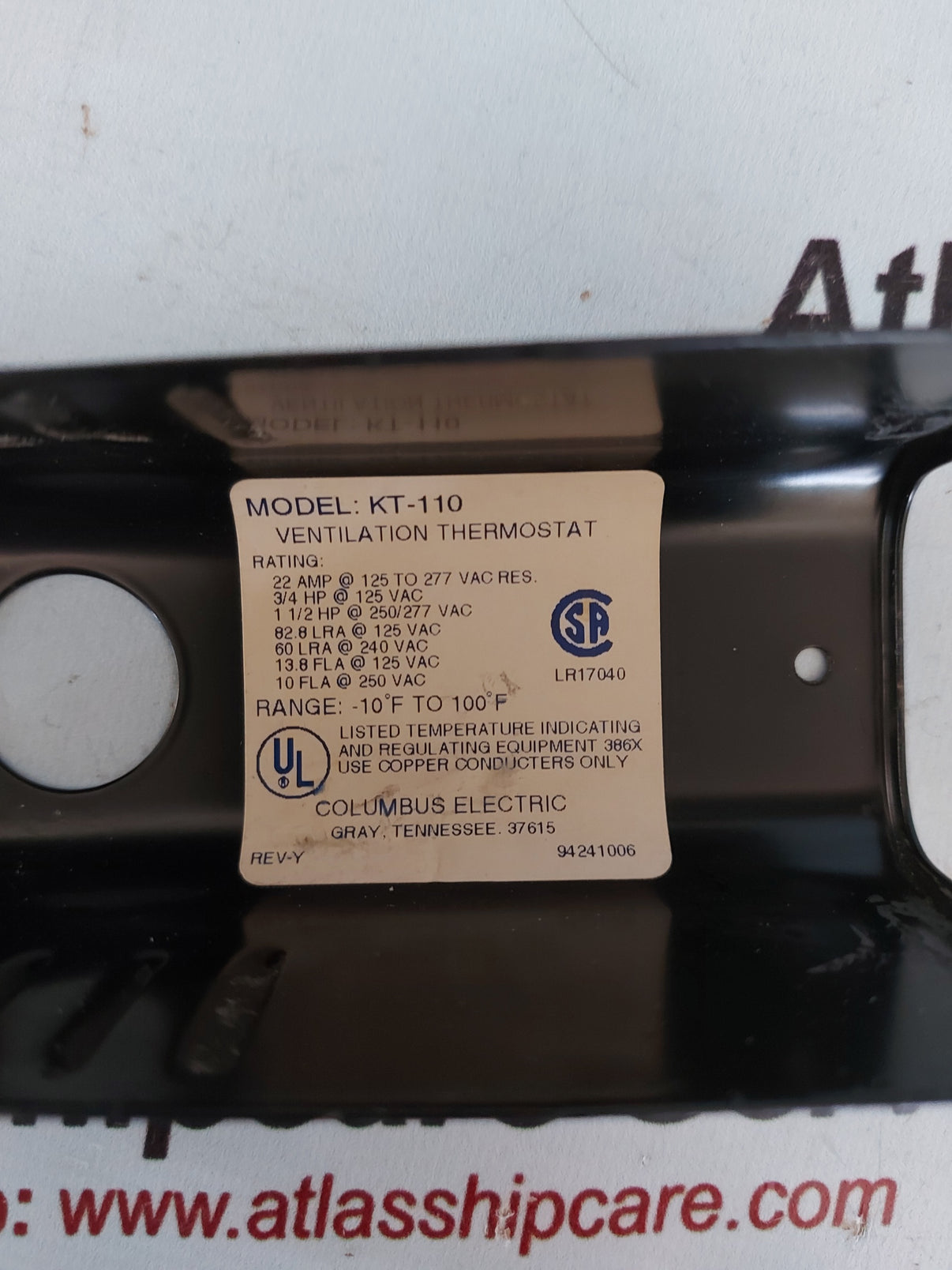 Culumbus Electric KT-110 Ventilation Thermostat – Atlas Shipcare Services