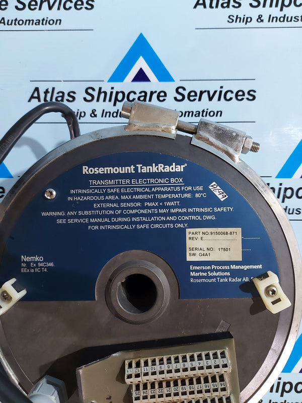EMERSON 9150068-871 E ROSEMOUNT TANKRADAR TRANSMITTER ELECTRONIC BOX ...