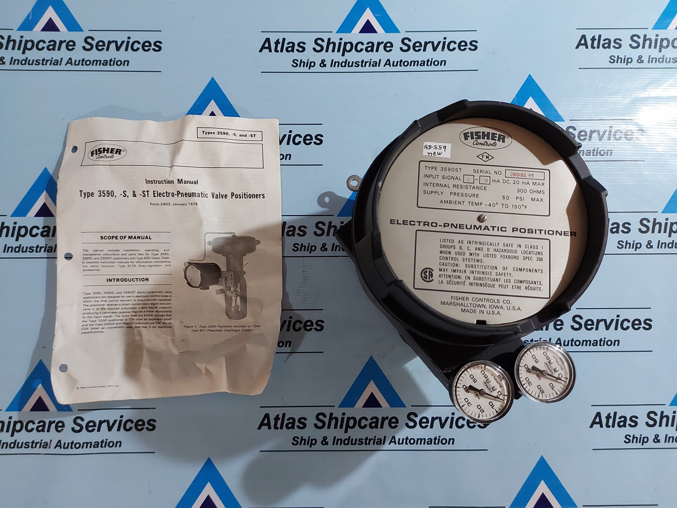 FISHER CONTROLS 3590ST ELECTRO-PNEUMATIC VALVE POSITIONER – Atlas ...