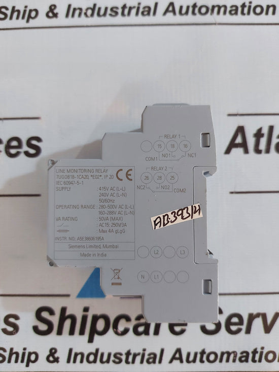 SIEMENS 7UG0818-1CA20 LINE MONITORING RELAY – Atlas Shipcare Services