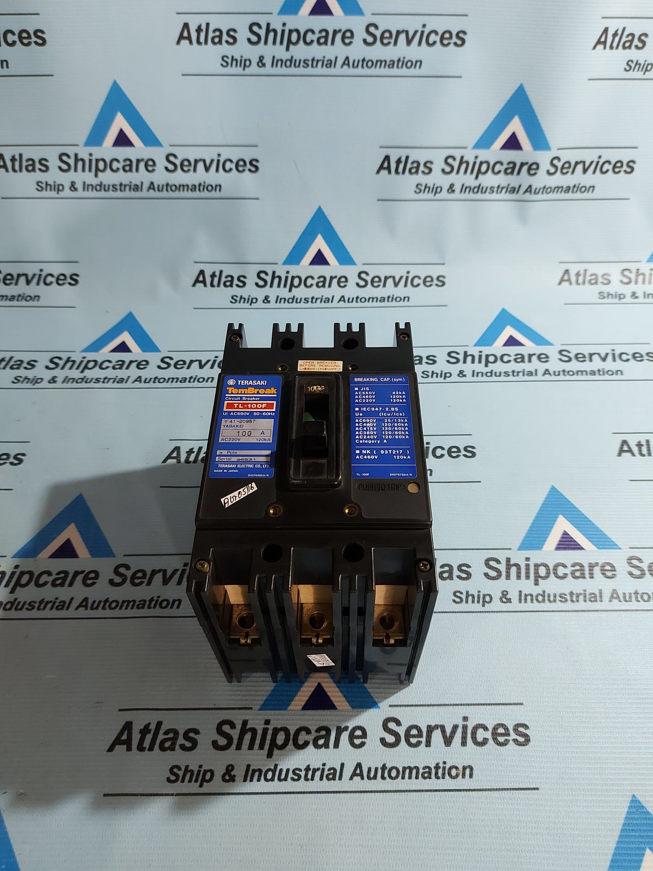 TERASAKI TL-100F TEMBREAK MOLDED CASE CIRCUIT BREAKER 3 POLE AC690V 50 ...