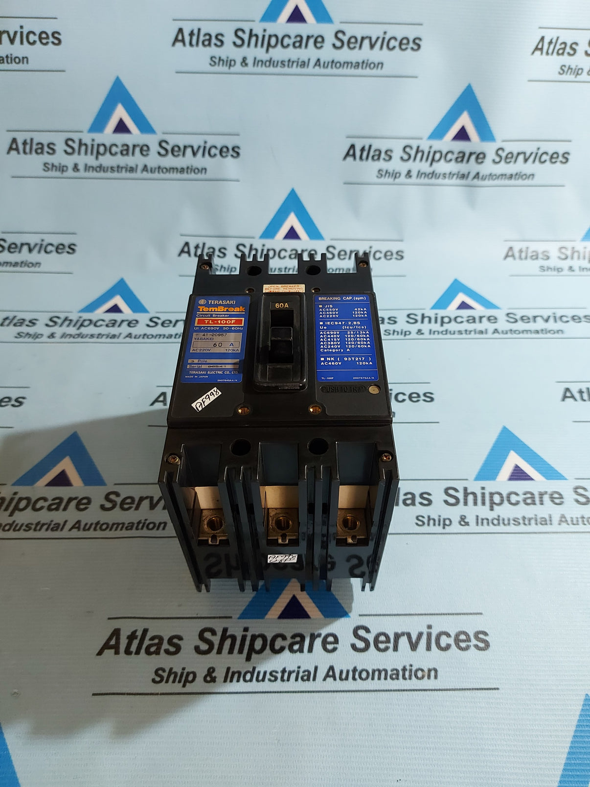 TERASAKI TL-100F TEMBREAK MOLDED CASE CIRCUIT BREAKER 3 POLE AC690V 50 ...