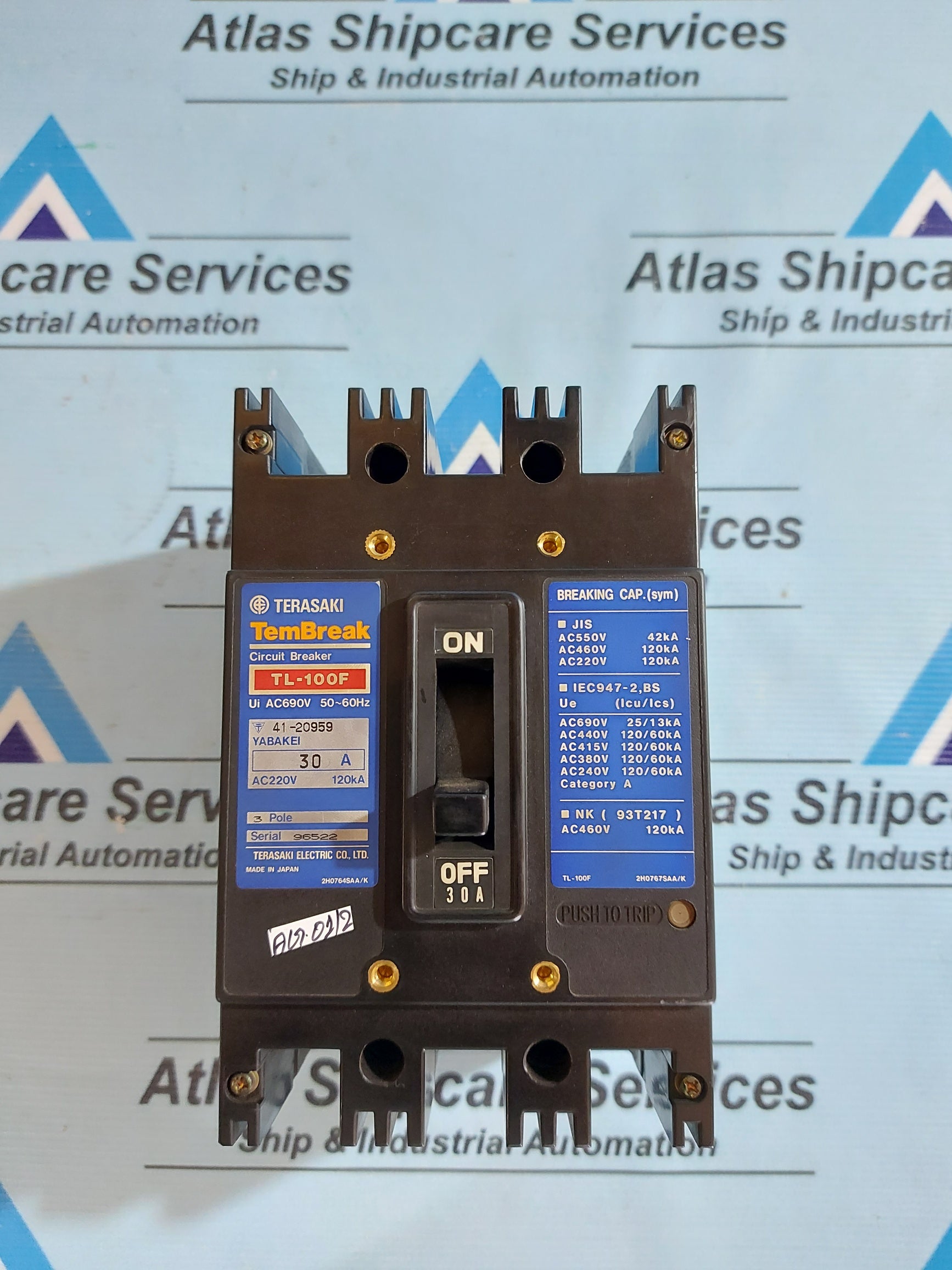 TERASAKI TL-100F TEMBREAK MOLDED CASE CIRCUIT BREAKER 3 POLE AC690V 50 ...